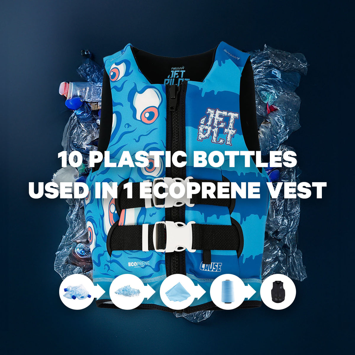 Cause Kids' Life Jacket Monster — Blue | Jetpilot