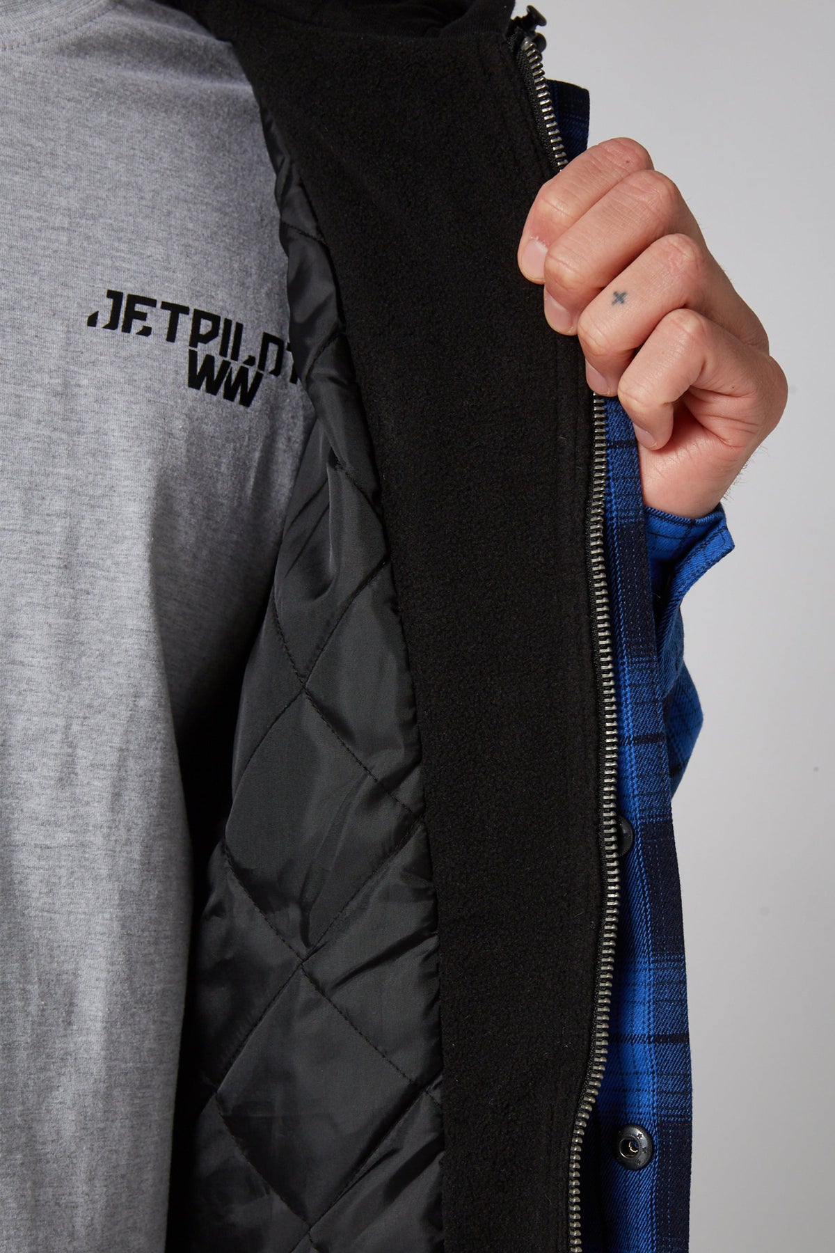 Jetpilot Quilted Mens Flannel Jacket - Blue
