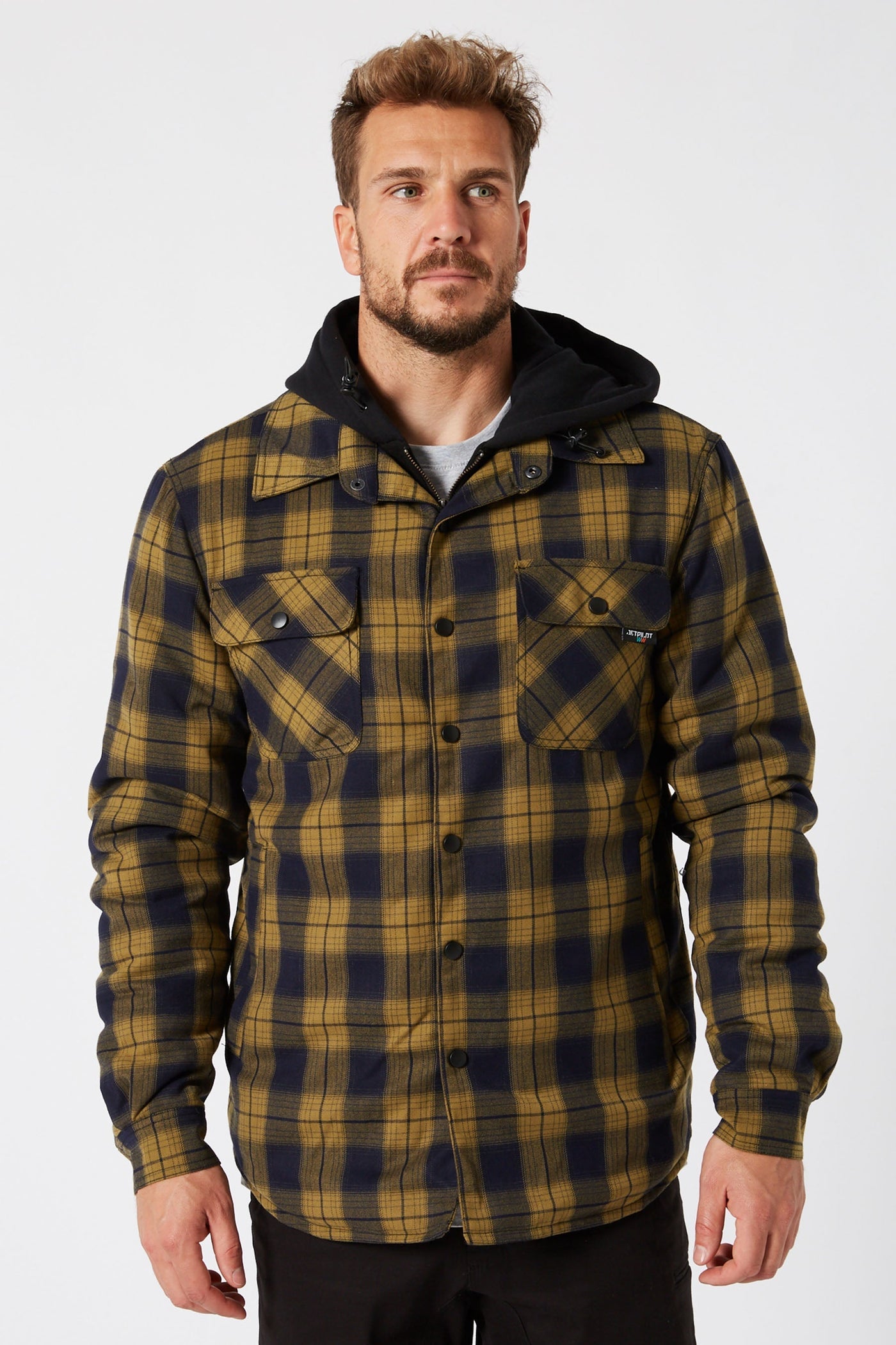 Jetpilot Quilted Mens Flannel Jacket - Mustard