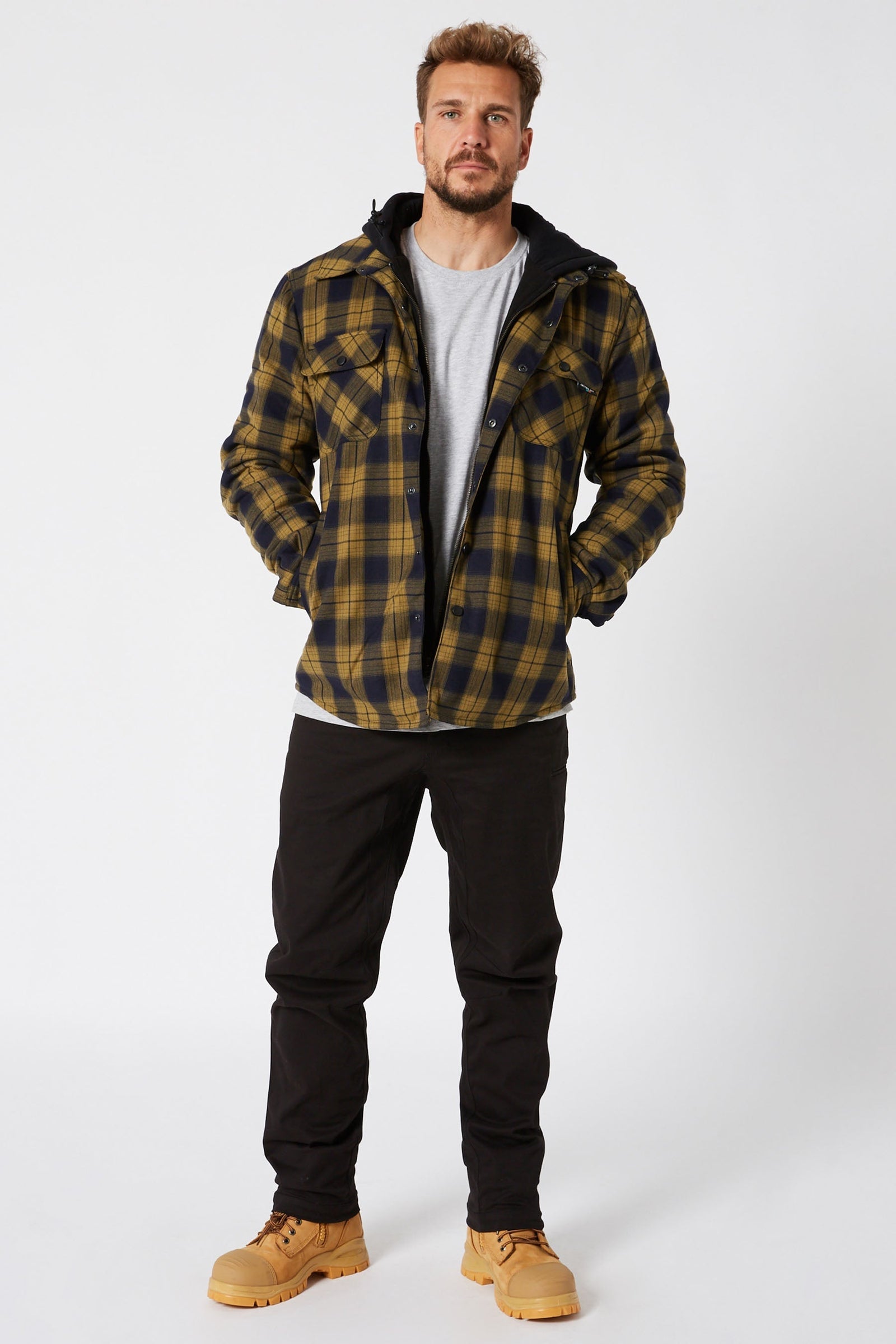 Jetpilot Quilted Mens Flannel Jacket - Mustard