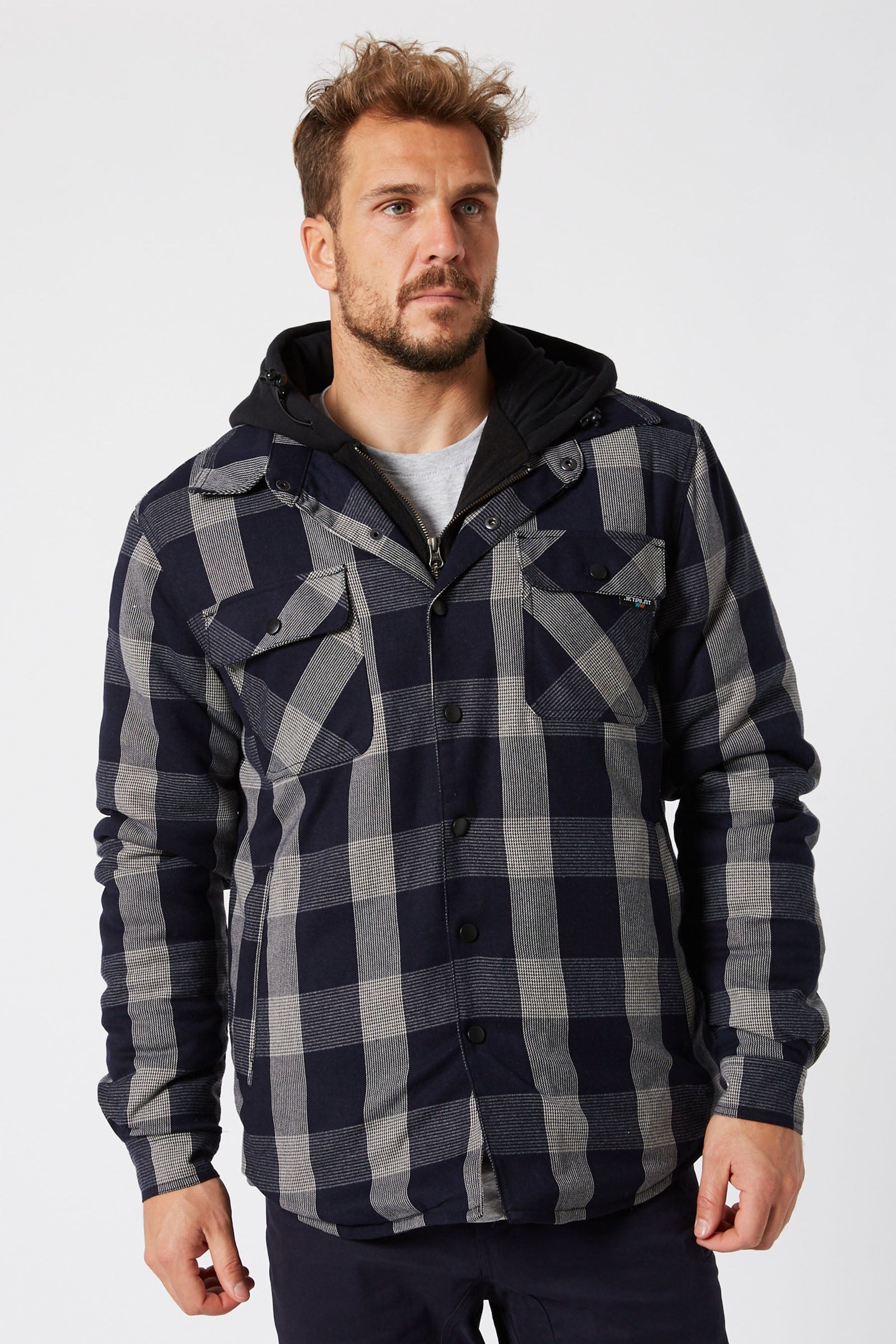 Jetpilot Quilted Mens Flannel Jacket - Black