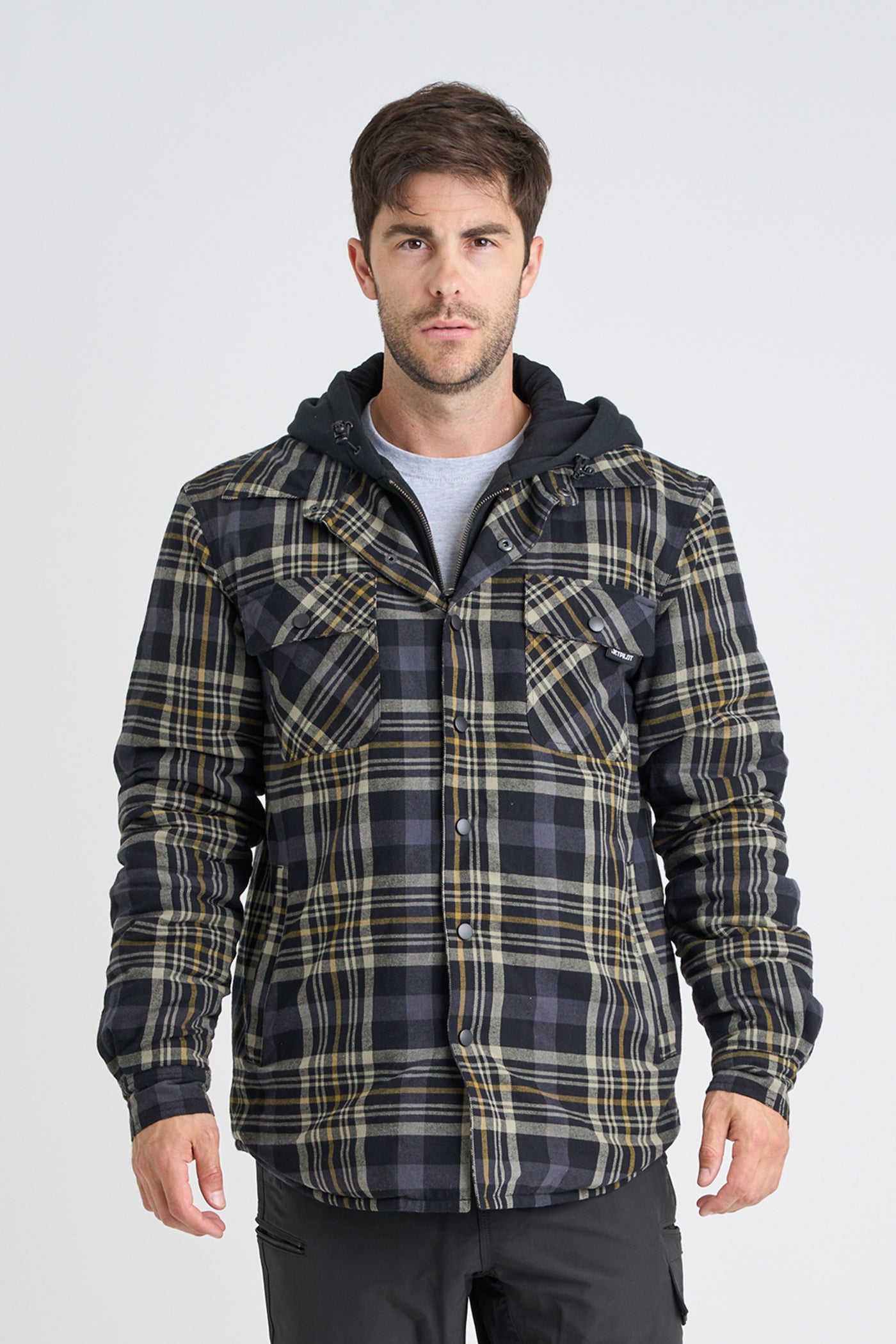 Jetpilot Quilted Mens Flannel Jacket - Grey